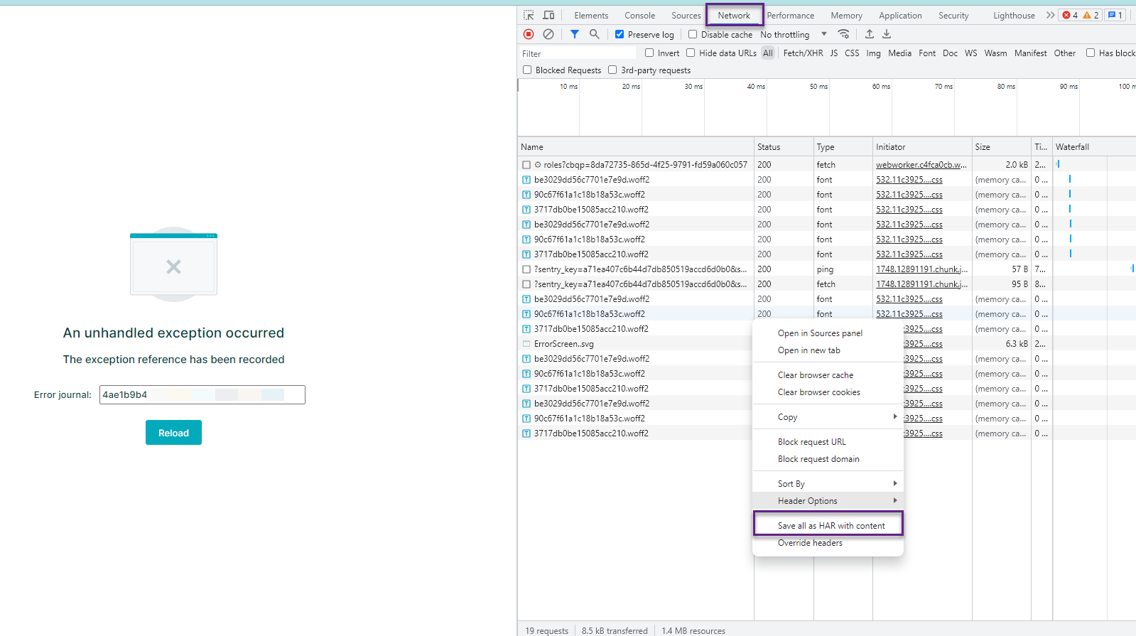 Generating HAR File and Error Console Logs for Troubleshooting – Orgvue Knowledge Base